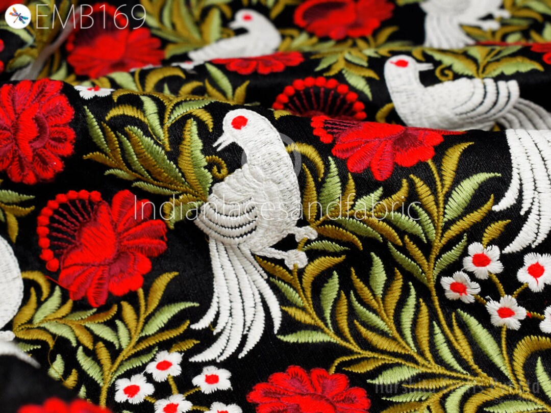 Indian Embroidered Fabric by the Yard Sewing DIY Crafting - Etsy