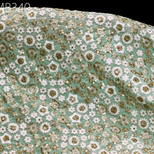 Mint Indian Embroidered Fabric by the Yard Georgette - Etsy