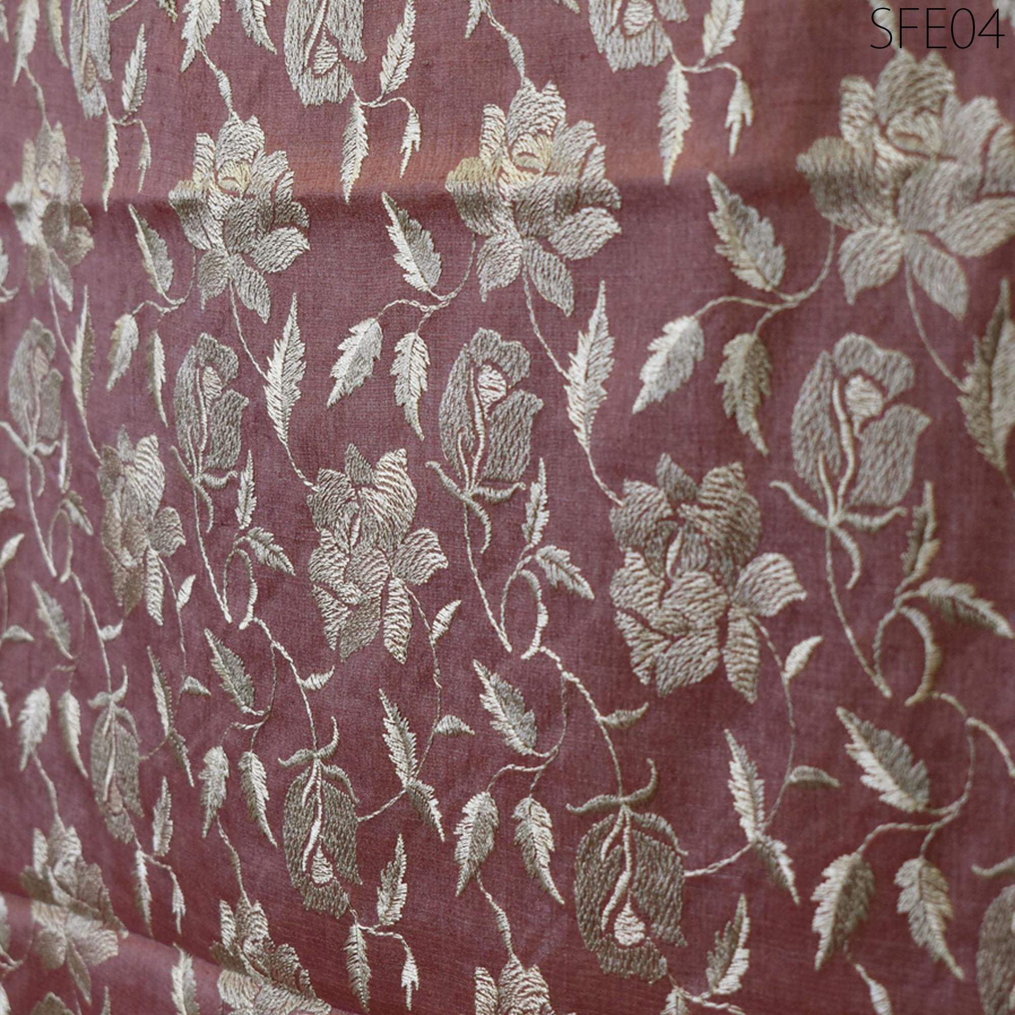 Pure Tussar Silk Embroidered Fabric by the Yard Indian Embroidery Raw ...