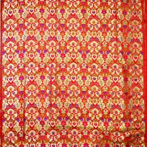 Red Brocade Fabric by the Yard Historic Costumes Indian Banarasi ...