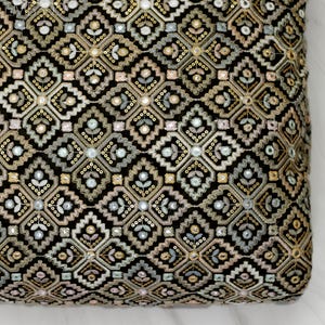 Black Embroidered Georgette Fabric by Yard Indian Embroidery Sewing ...