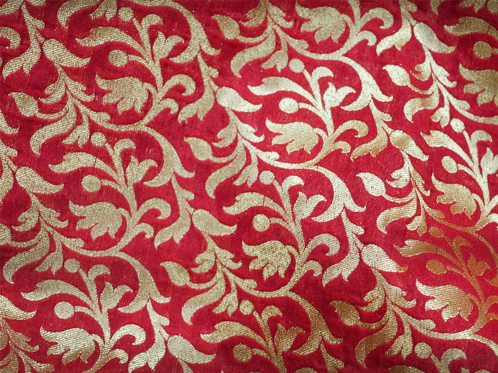 Wedding Dress Fabric Red Brocade Indian Banarasi Fabric Bridal - Etsy
