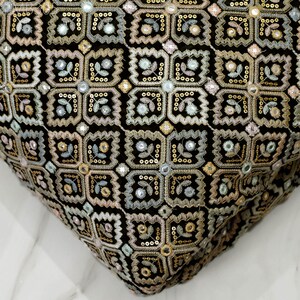 Black Embroidered Georgette Fabric by Yard Indian Embroidery Sewing ...