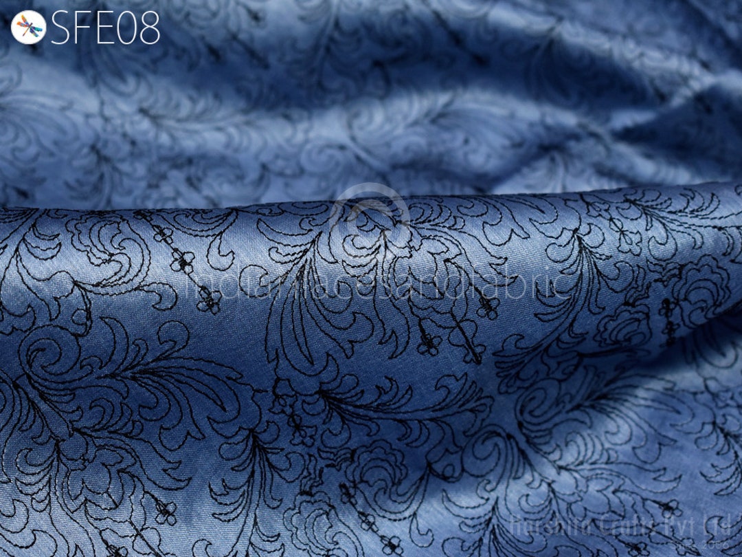 Pure Tussar Silk Embroidered Fabric by the Yard Indian Embroidery Raw ...