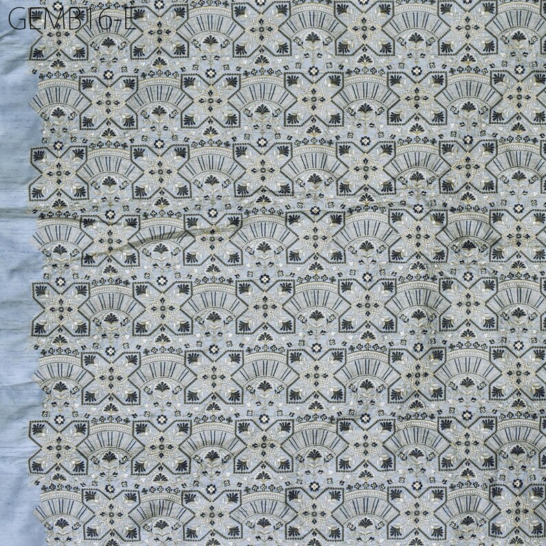 Grey Embroidered Fabric by the Yard Sewing DIY Crafting Indian ...