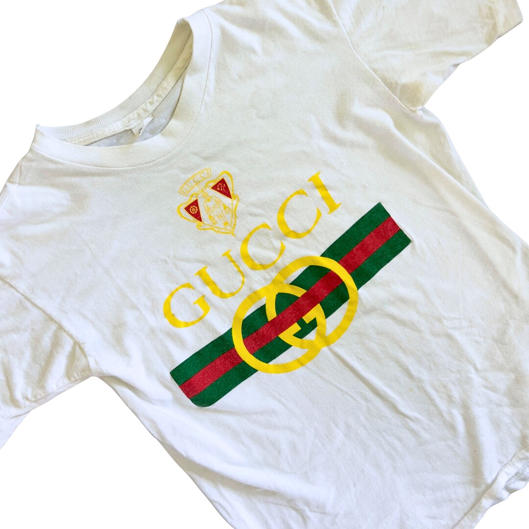 1990’s Vintage Classic Bellboy Savoy Gucci Interlocking GG Logo Tee Sz ...