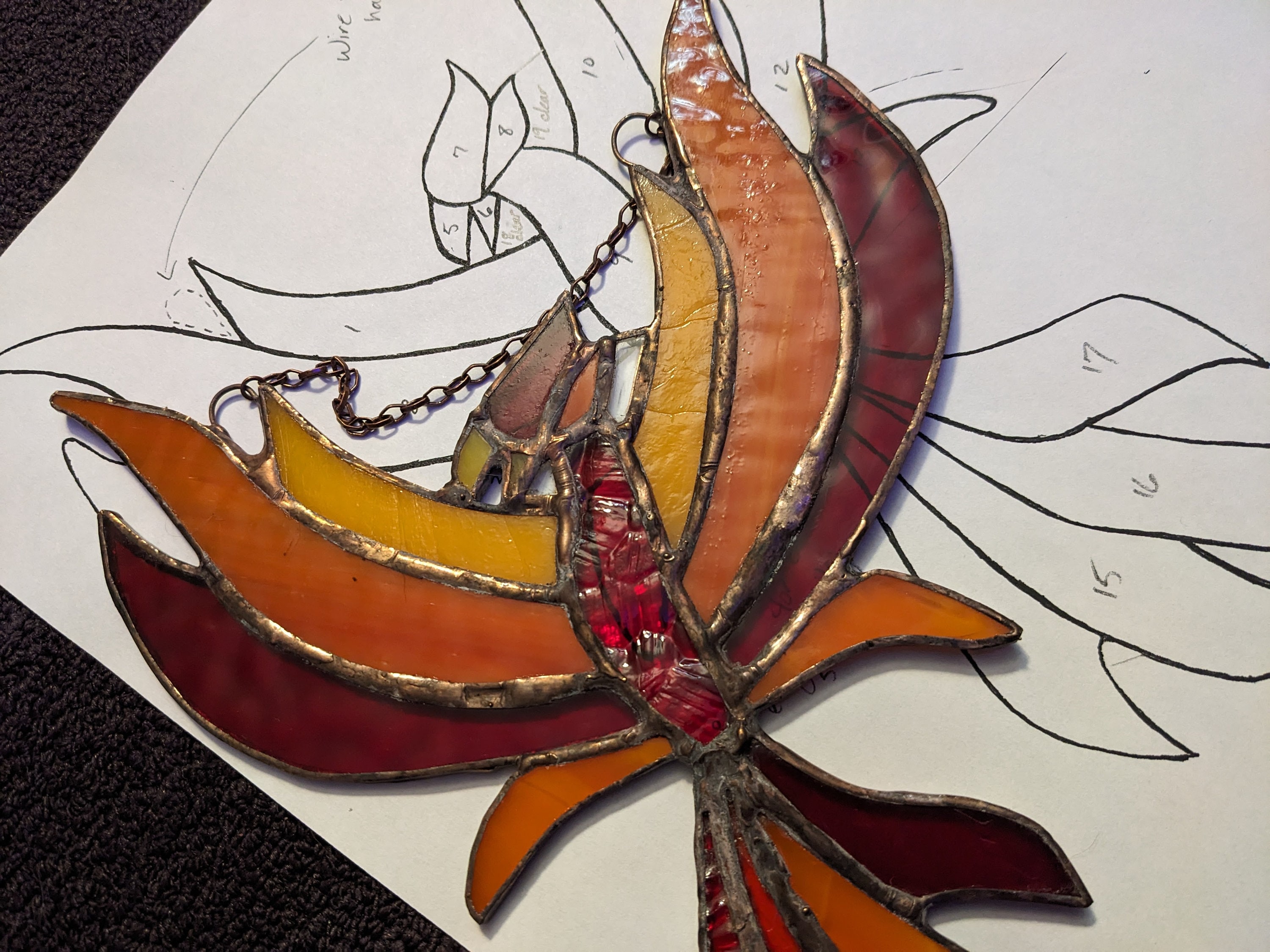 Phoenix Stained Glass PATTERN - Etsy