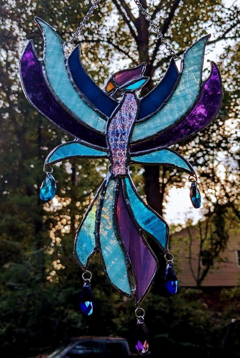 Phoenix Stained Glass PATTERN - Etsy