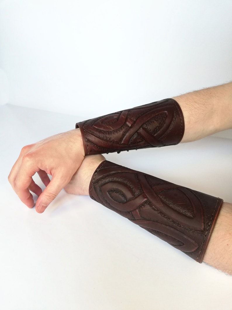 Viking leather bracers LARP leather armor | Etsy