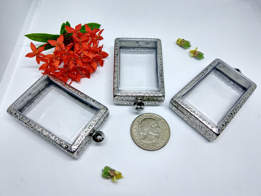 Set No.5 Rectangle Shape Engrave Pendant Cases,set of 3, Reliquaries ...