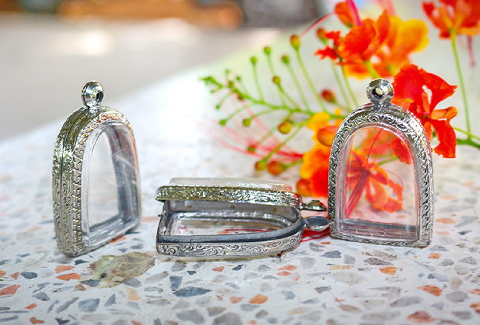 Set No.8 Big Bird Cage Engrave Pendant Cases,set of 3,reliquaries ...