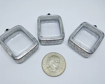 Set No.8 Rectangle Shape Engrave Pendant Cases,set of 3, Reliquaries ...