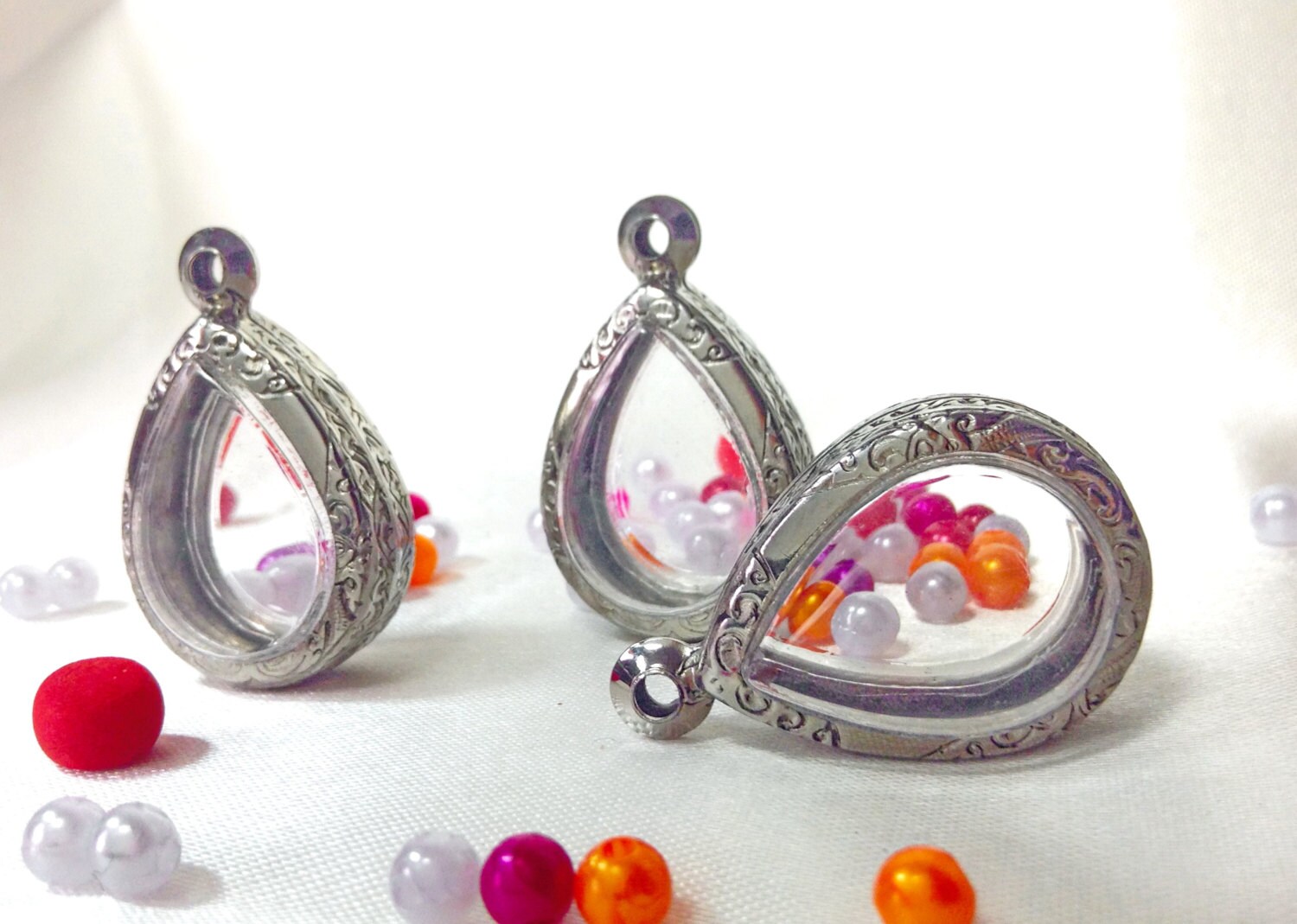 Set No.4 Mini Water Drop Engrave Pendant Case,set of 3,reliquarie ...