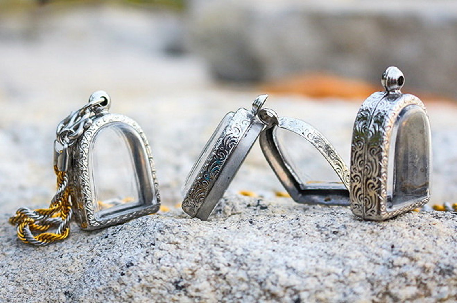 Set No.6 Small Bird Cage Engrave Pendant Cases,set of 3,reliquaries ...