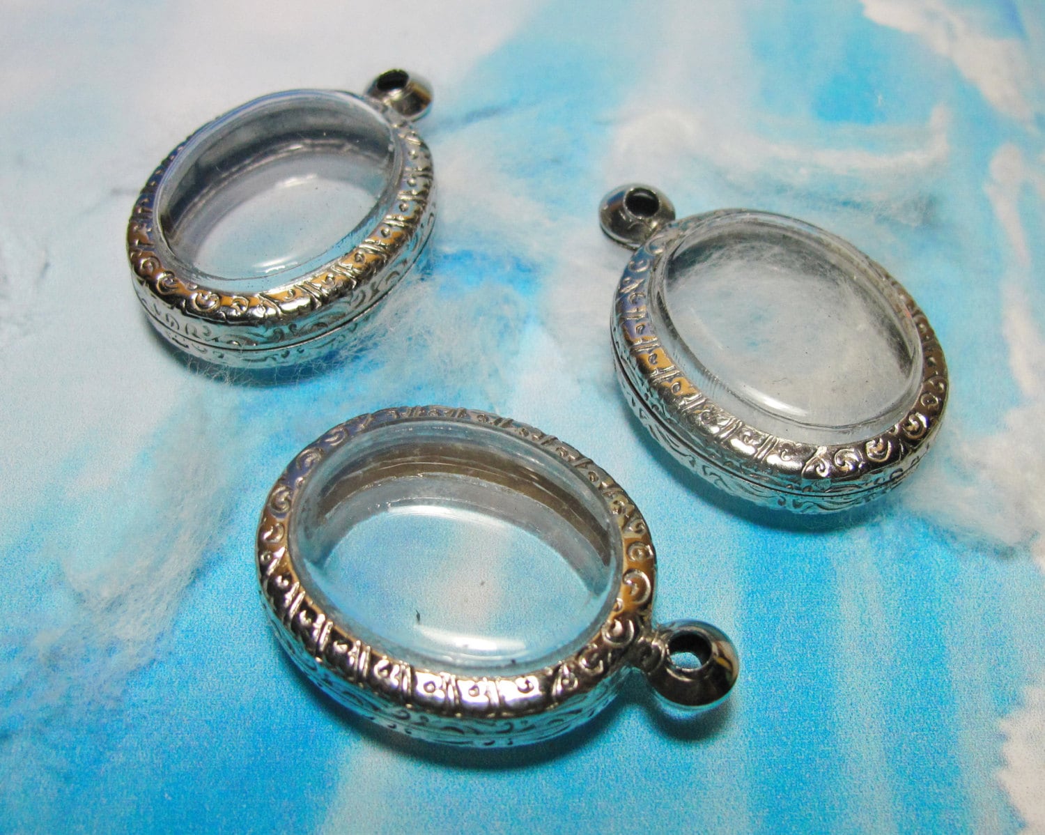 Set No.2 MINI Oval Shape Engrave Pendant Cases,set of 3, Reliquaries ...