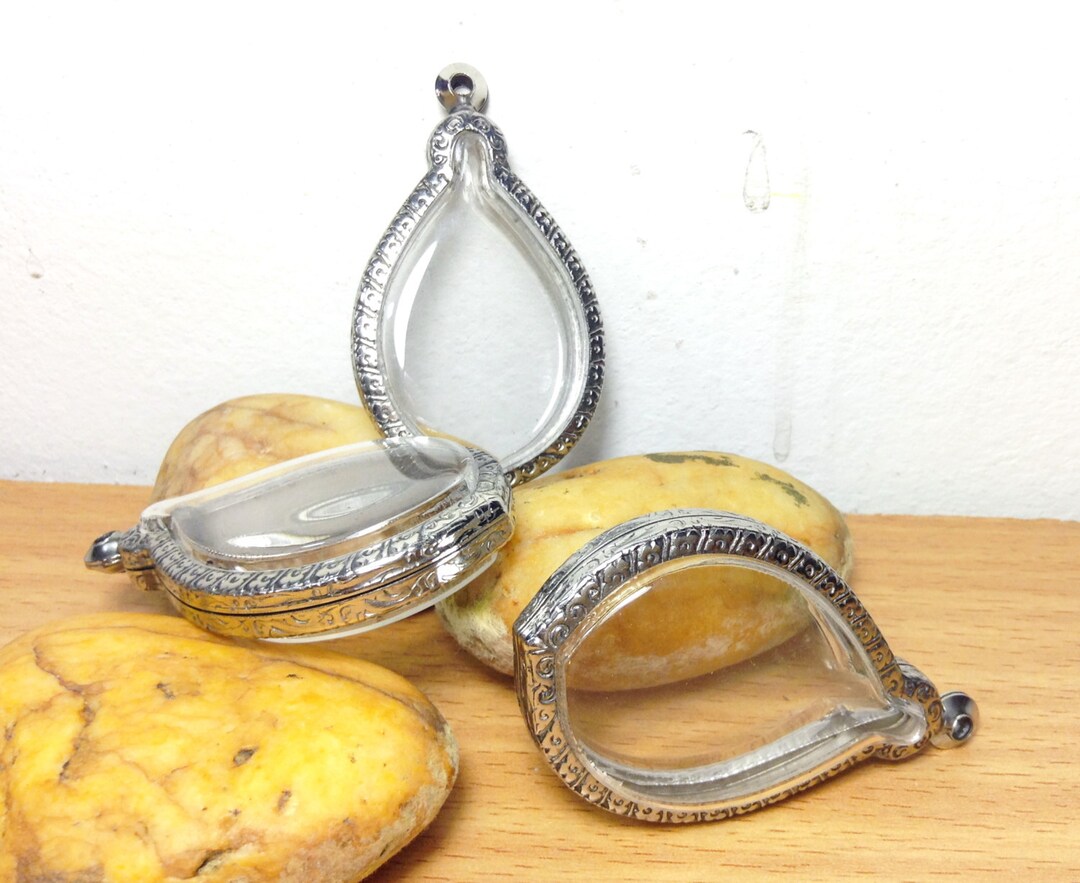 Set No.22 Large Water Drop Engrave Pendant Case,set of 3,reliquarie ...