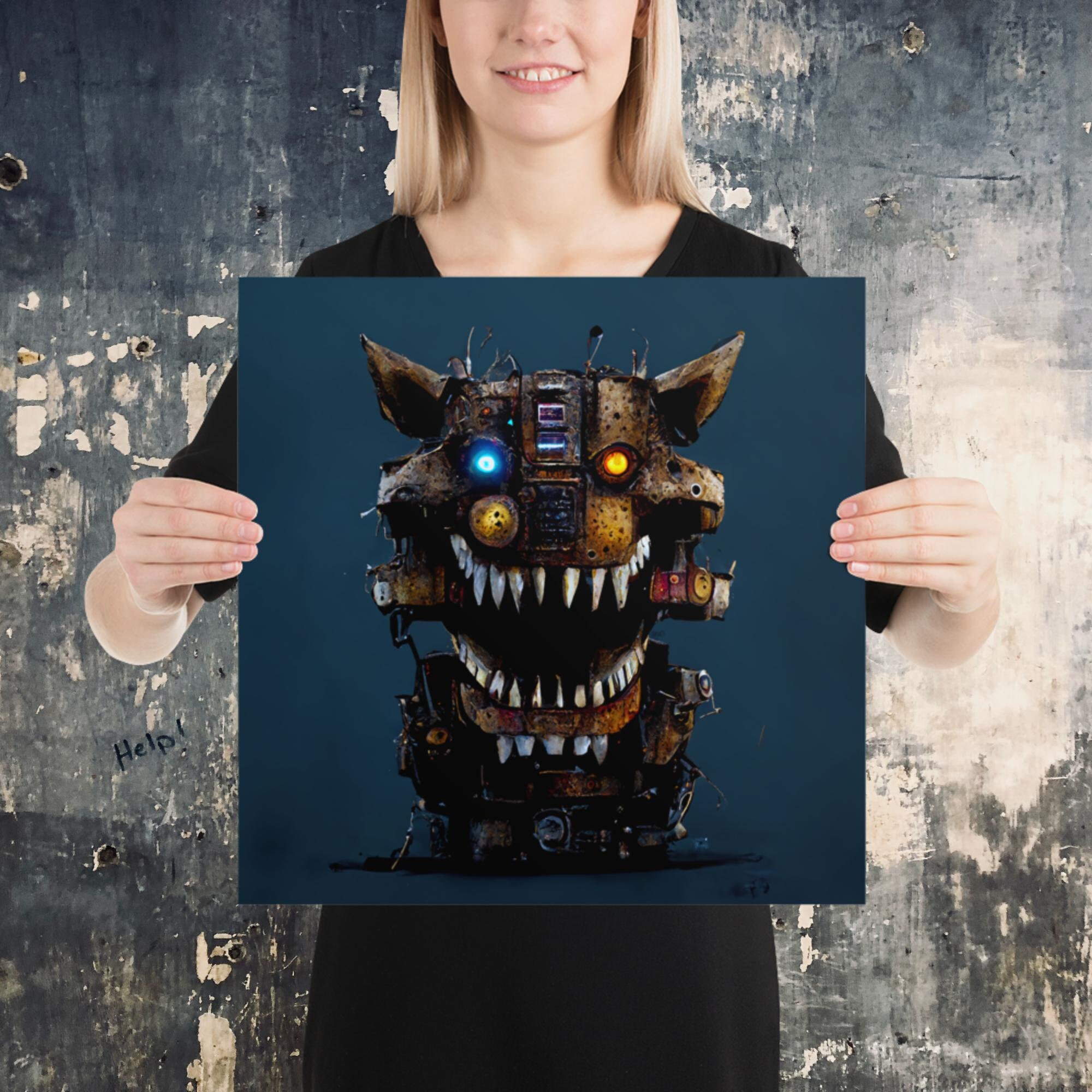 FNAF Roxy Wolf Poster, Abandoned Animatronics Robot Machines Demon Wolf ...