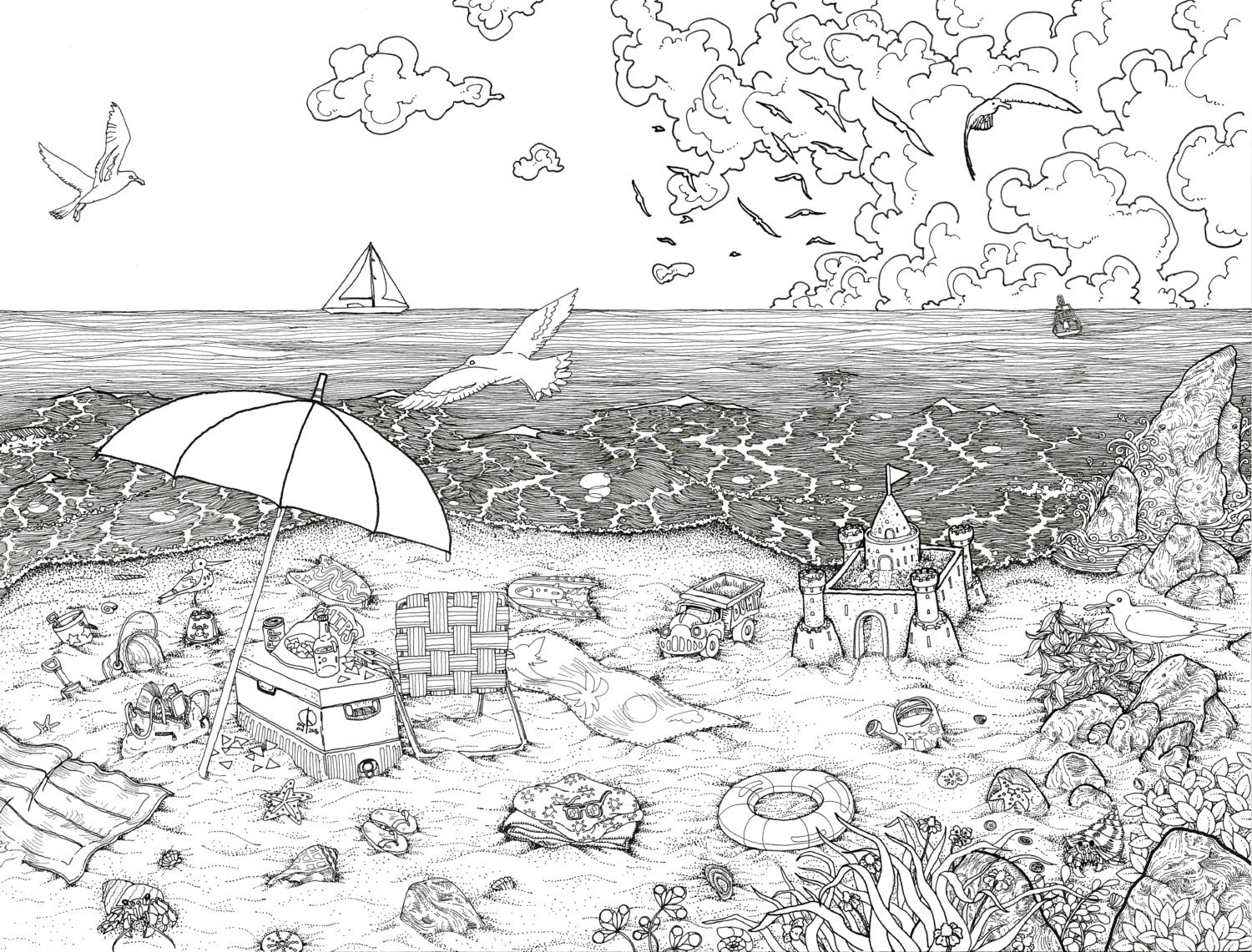 Beach Towel Coloring Page