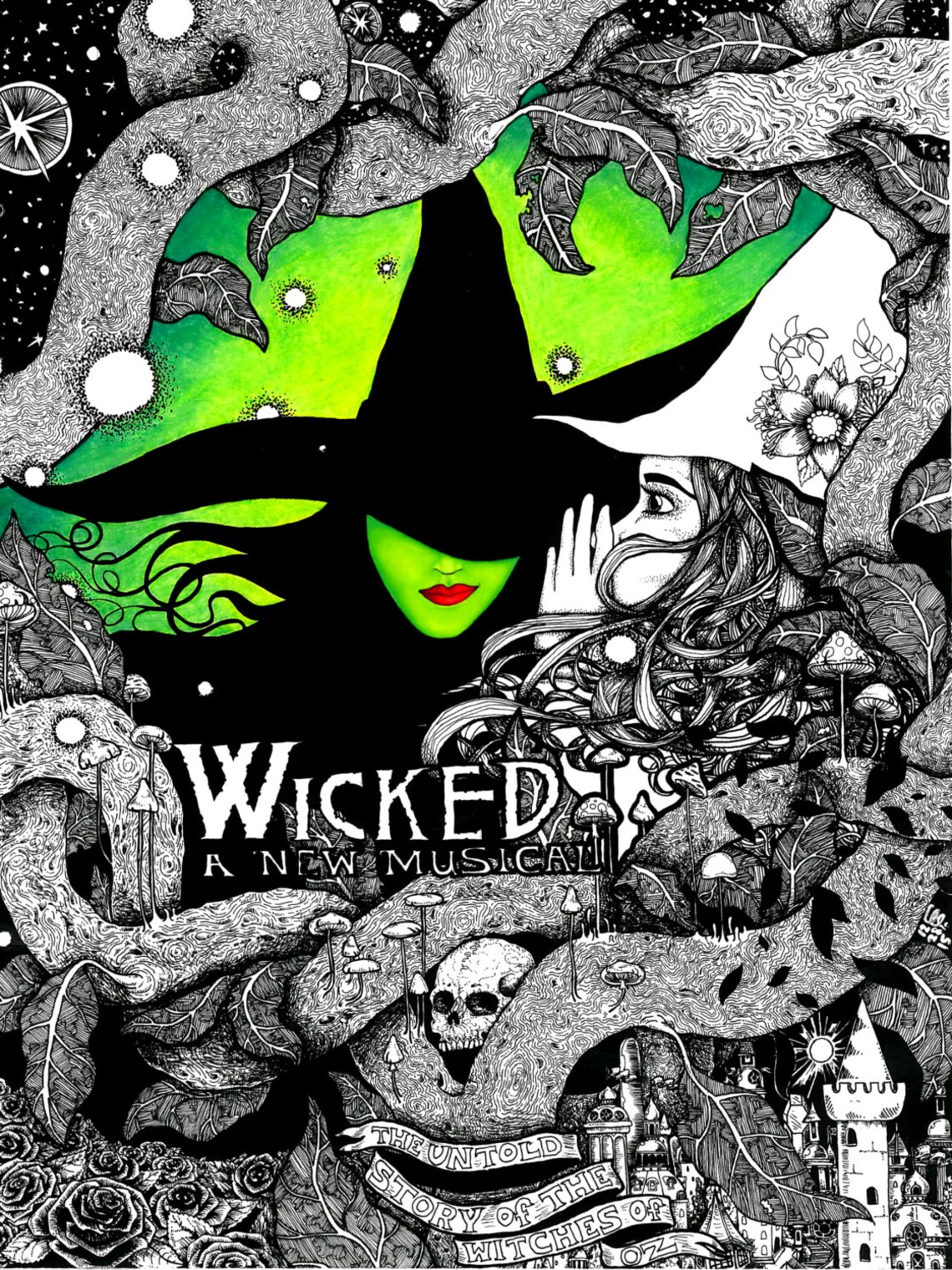 Wicked Signed Illustration PRINT, Various Sizes. Wizard of Oz Wicked ...