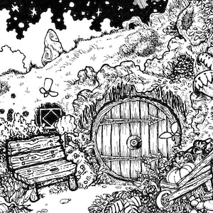 The Shire, Pen Ink Illustration PRINT. Various Sizes. Fantasy Landscape ...