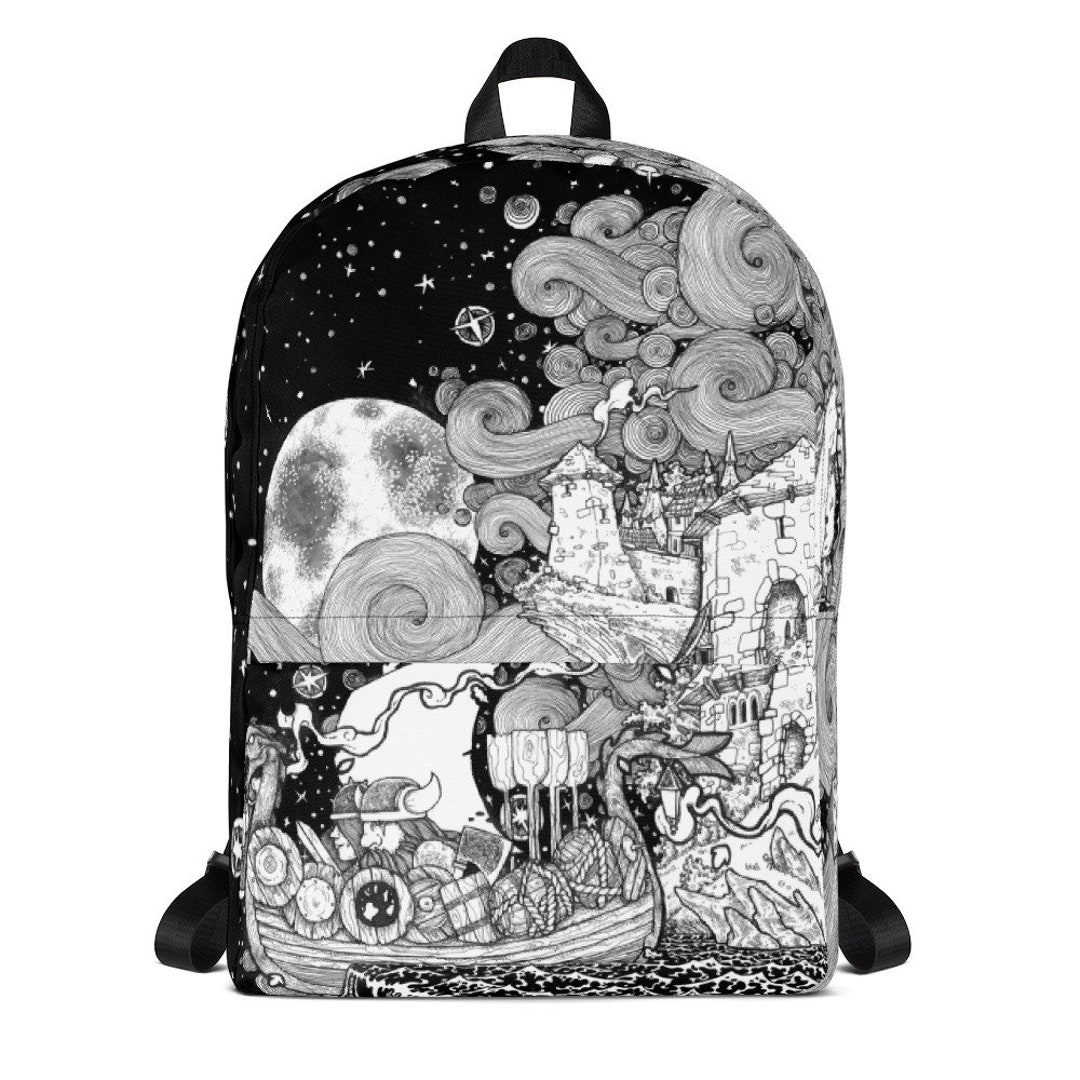 Vikings Backpack, Illustration PRINT. Norse Viking Mythology Fantasy ...