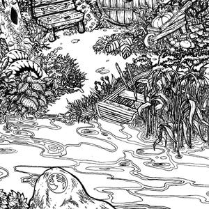 The Shire, Pen Ink Illustration PRINT. Various Sizes. Fantasy Landscape ...