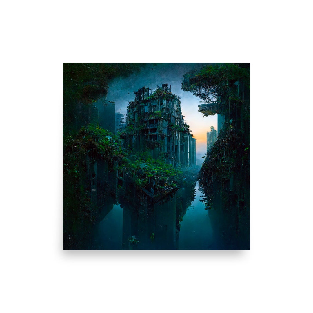 Falling Down Poster Post-apocalyptic City Abandoned to Decay, Overgrown ...