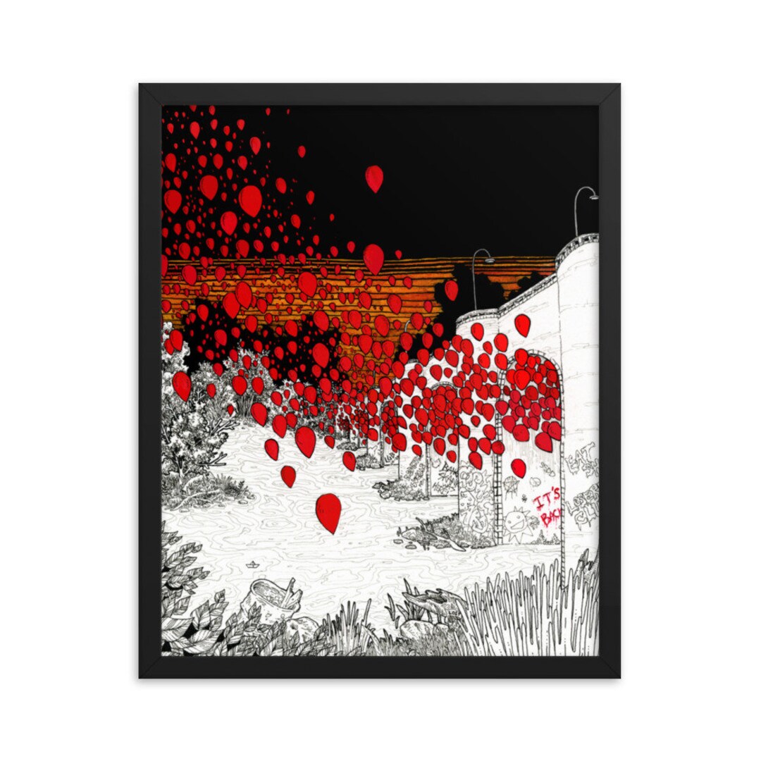 They All Float Framed Poster Pen and Ink Illustration PRINT Stephen ...