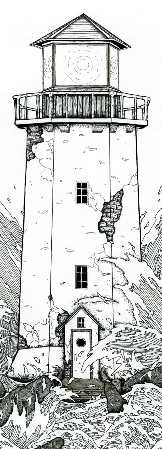 Lighthouse Pen Ink SIGNED Illustration PRINT. Various Sizes. Nautical ...