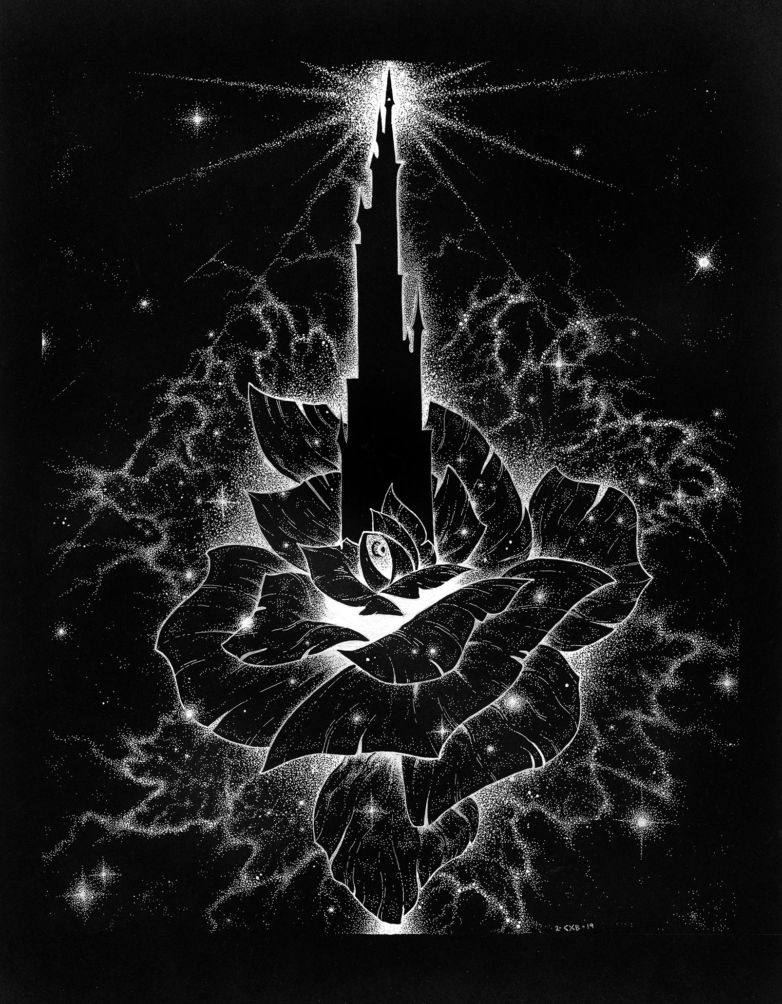Tower and Rose SIGNED Illustrated PRINT Stephen King Dark Tower Castle ...