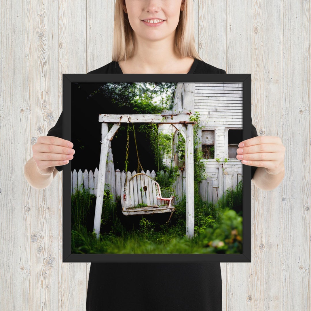 Swing Me Framed Poster Abandoned Overgrown Post-apocalyptic Landscape ...