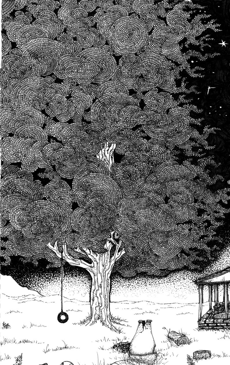 Under the Stars Pen Ink Illustration PRINT. Various Sizes. - Etsy