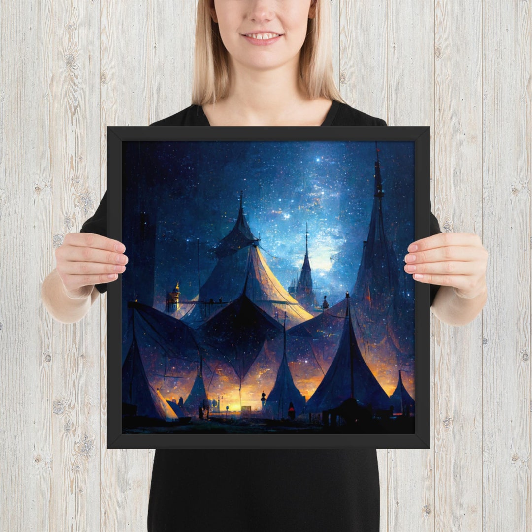 Tent City Framed Poster, Cityscape Sci-fi Fantasy Futuristic Landscape ...