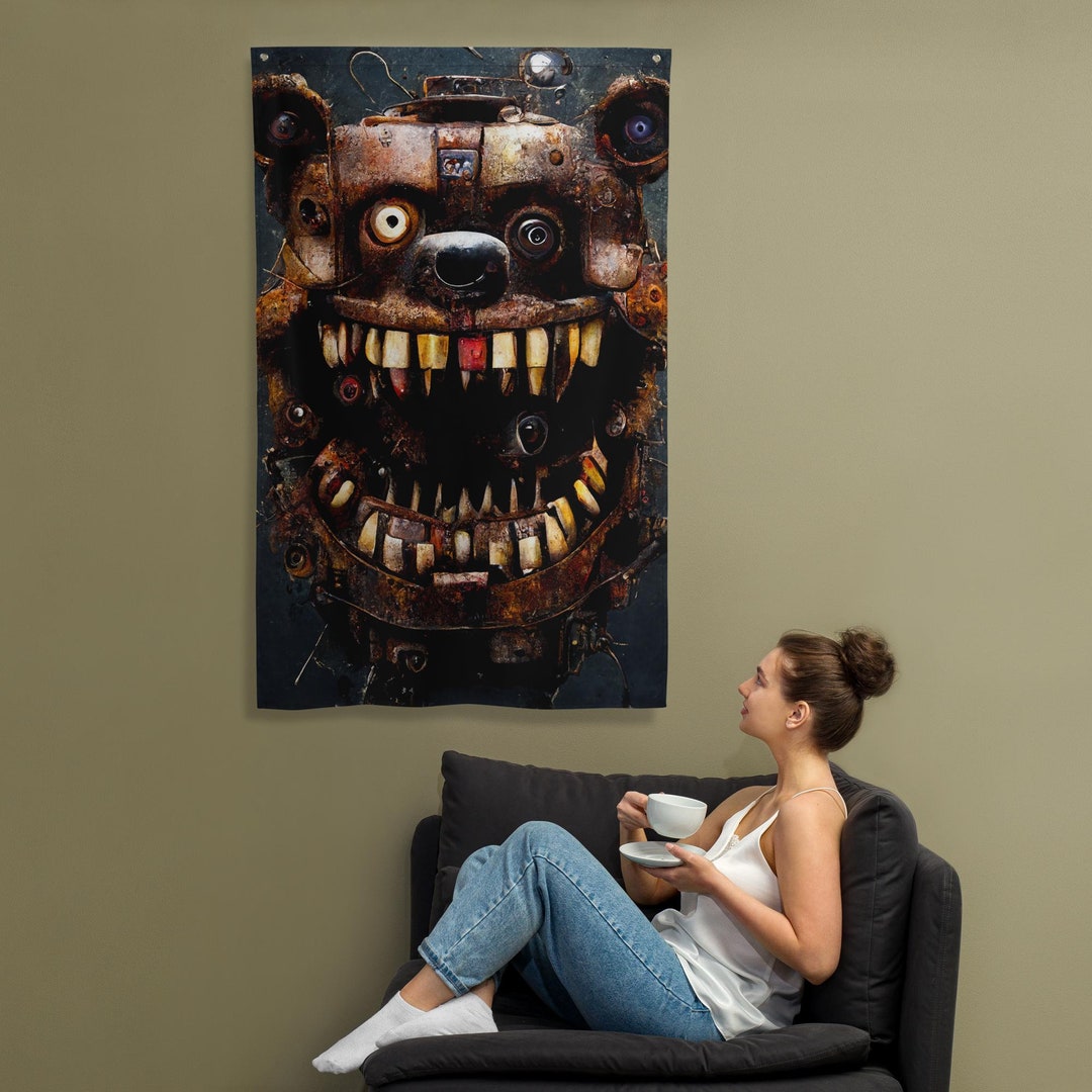Freddy FNAF Flag, Five Nights at Pizza Parlor Robot Bear Horror Video ...