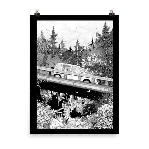 Troll Bridge Poster Pen Ink Illustration PRINT. Various | Etsy
