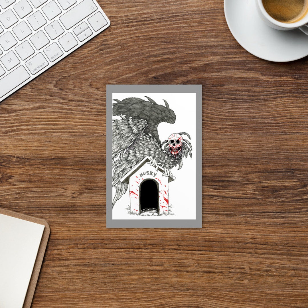Husky Standard Postcard Pen Ink Illustration Print. Monster Harpy Death ...