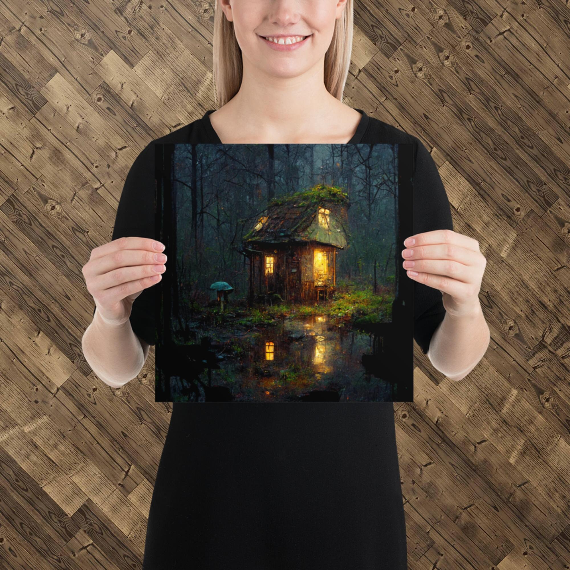 Shack Poster Country Forest Landscape Rain Fantasy Lamp Light - Etsy