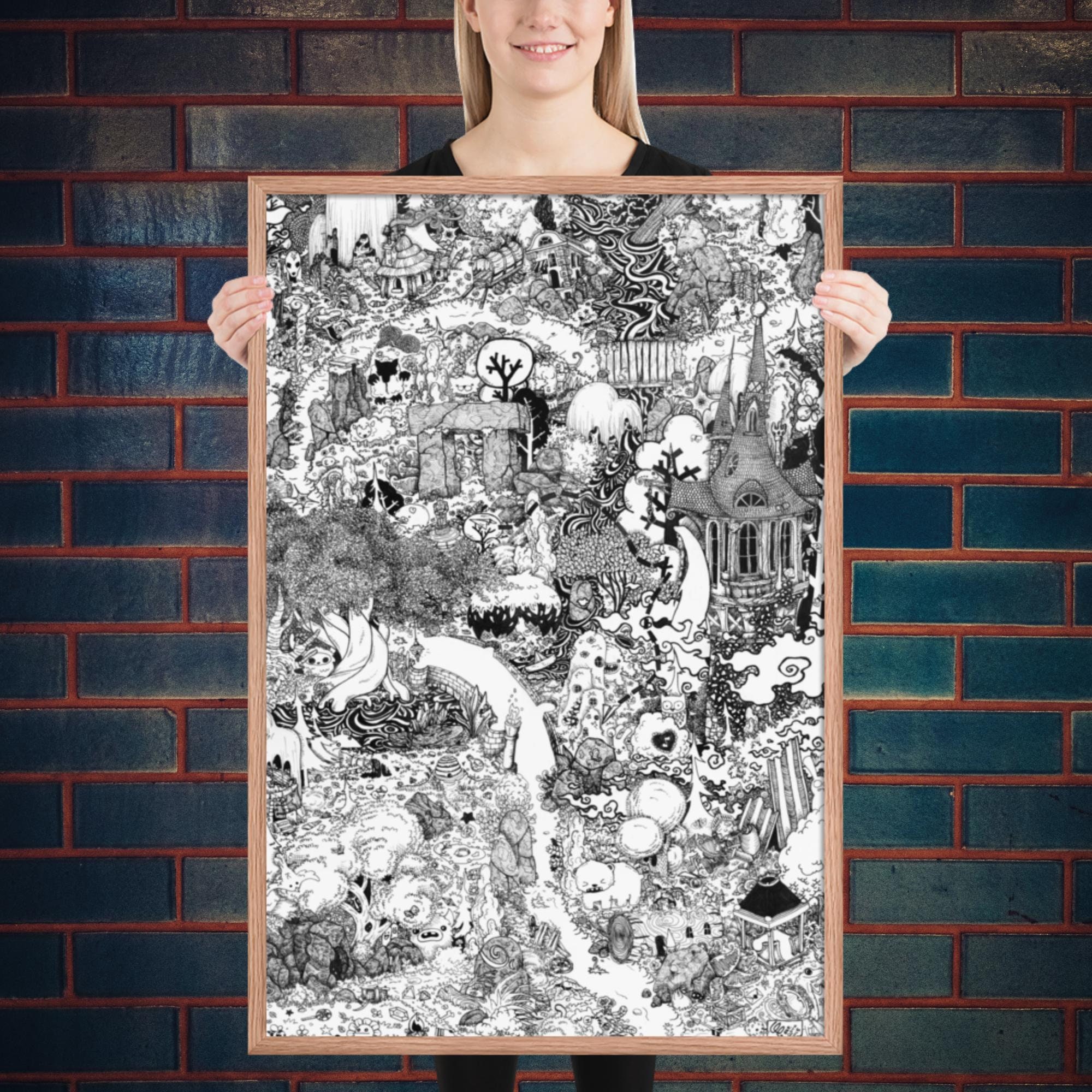 Rapunzel Fairytale Doodle Map Framed Poster - Etsy