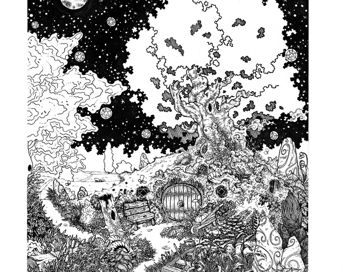 The Shire Pen Ink Illustration PRINT. Various Sizes. Fantasy - Etsy