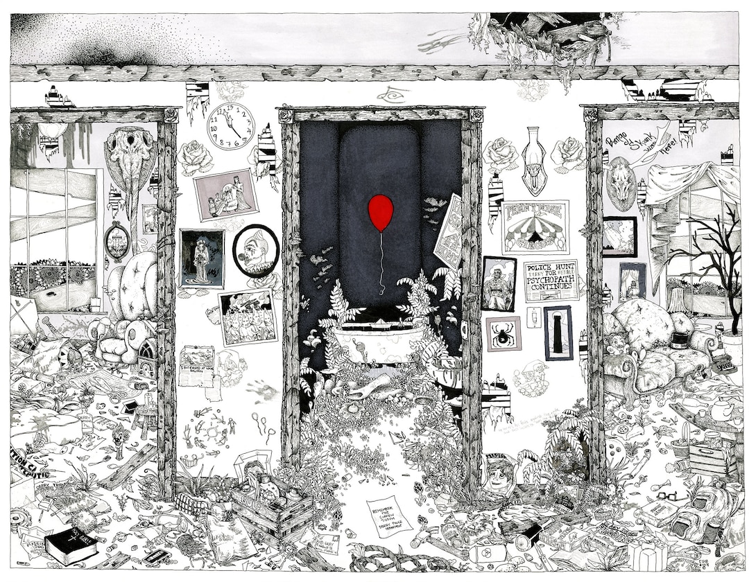 29 Neibolt St. Derry Maine IT Pen and Ink Signed Illustration PRINT ...