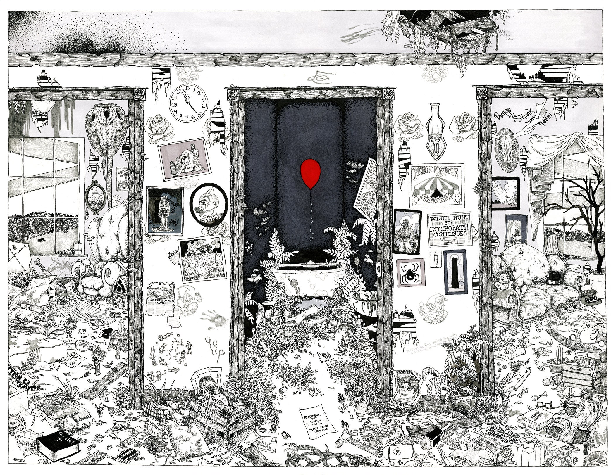 29 Neibolt St. Derry Maine IT Pen and Ink Signed Illustration PRINT ...