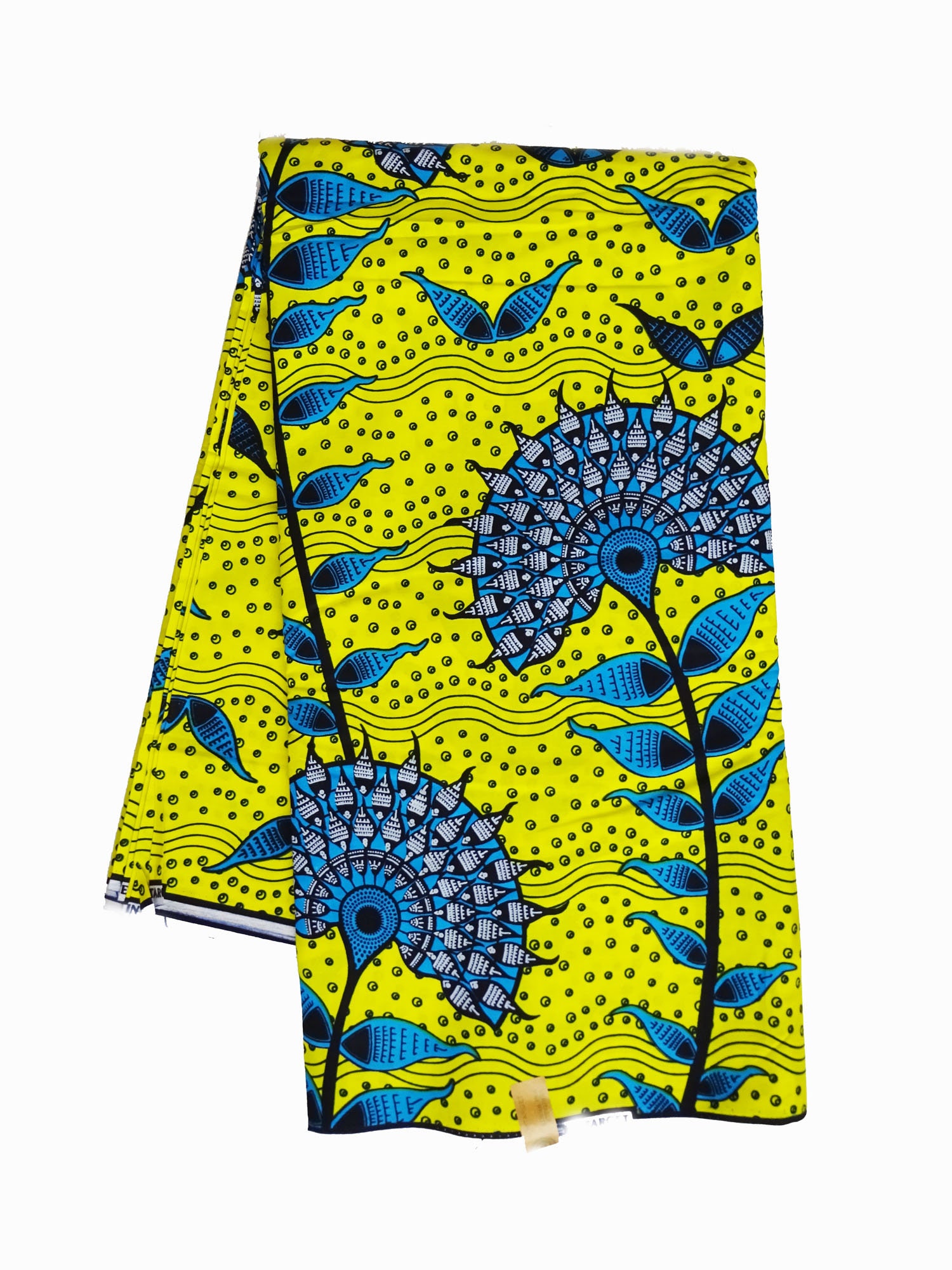 African Fabric Yellow Blue Flower Print African Fabric by the | Etsy