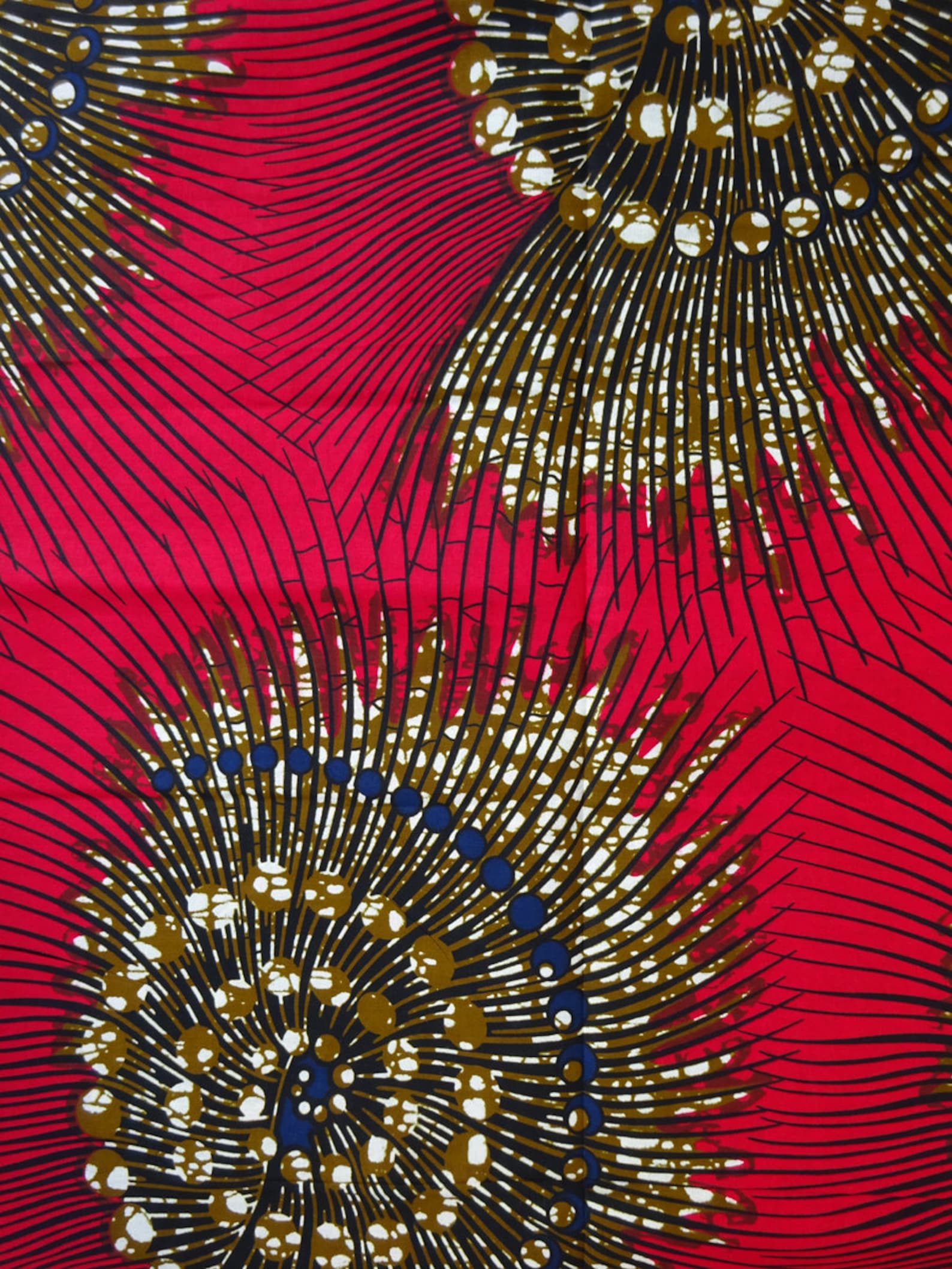 Cotton African Print Fabric Red Orange African Textile by the | Etsy