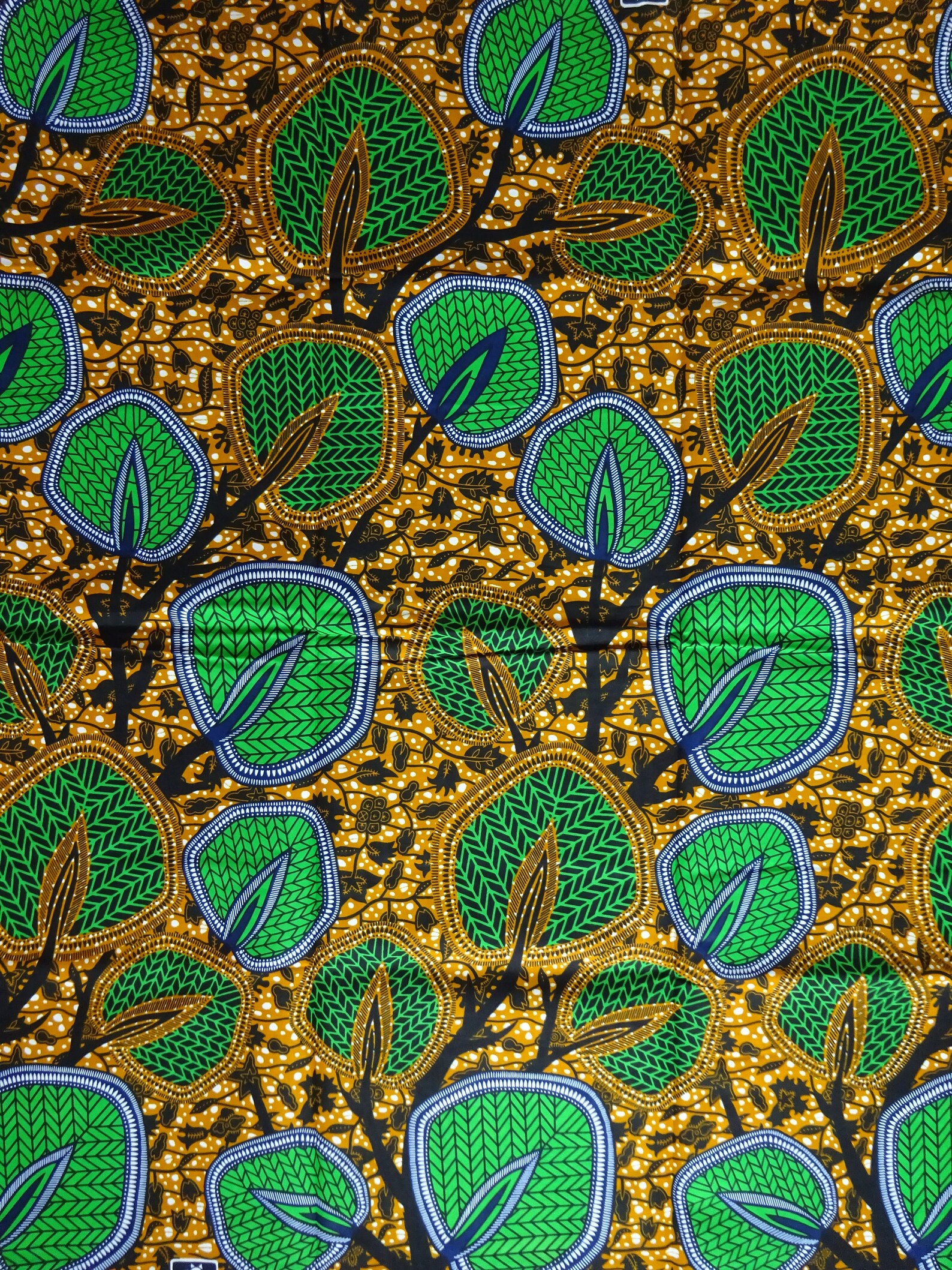 Green Leaves African Print Fabric by the Yard African Fabric | Etsy
