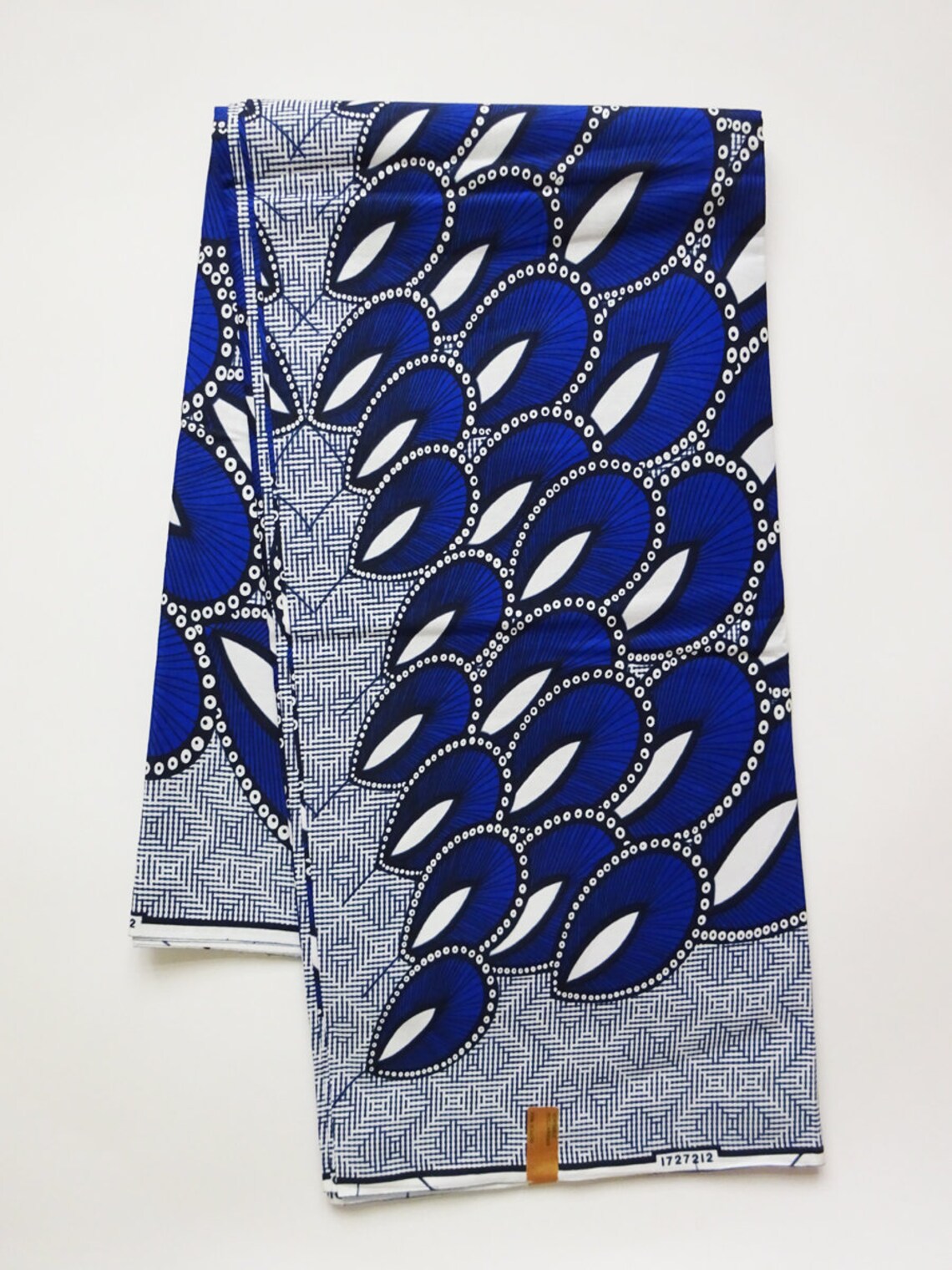 African print fabric by yard peacock feather blue white | Etsy
