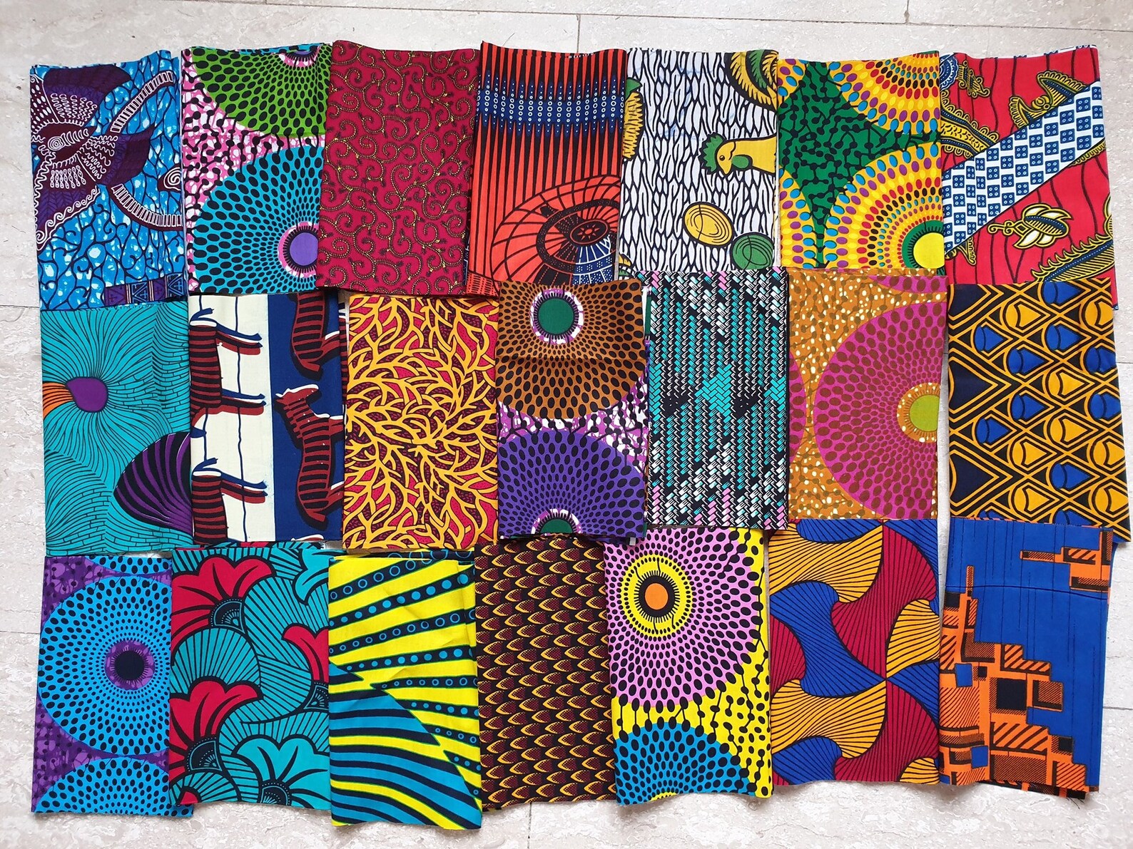 African Fabric Craft Set of Different 8"x22, African Wax Print Fabric ...