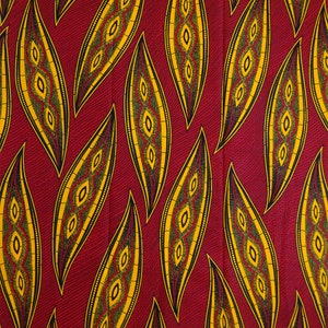 African Print Fabric Sold by Yard Red Yellow Abstract African Pattern ...