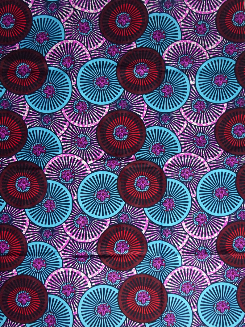 Blue Purple African Fabric per Yards Cotton Fabric by the - Etsy