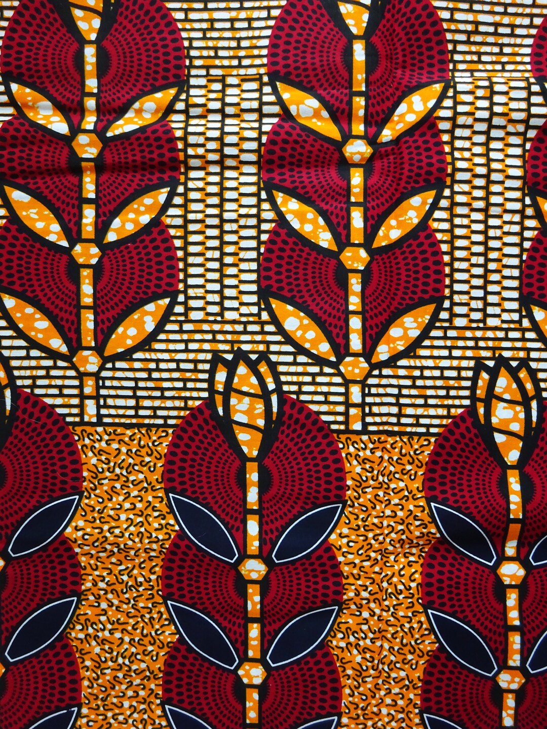 African Fabric by the Yard Cotton Sewing Material Made in Africa Orange ...