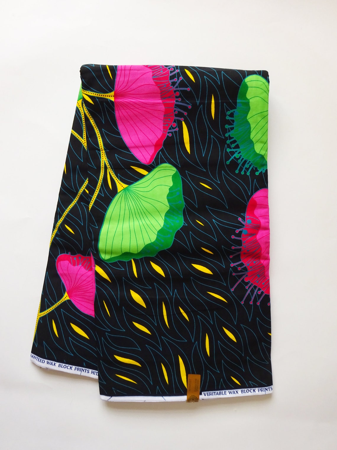 Black African Print Fabric Floral African Fabric by the Yard Wax Print ...
